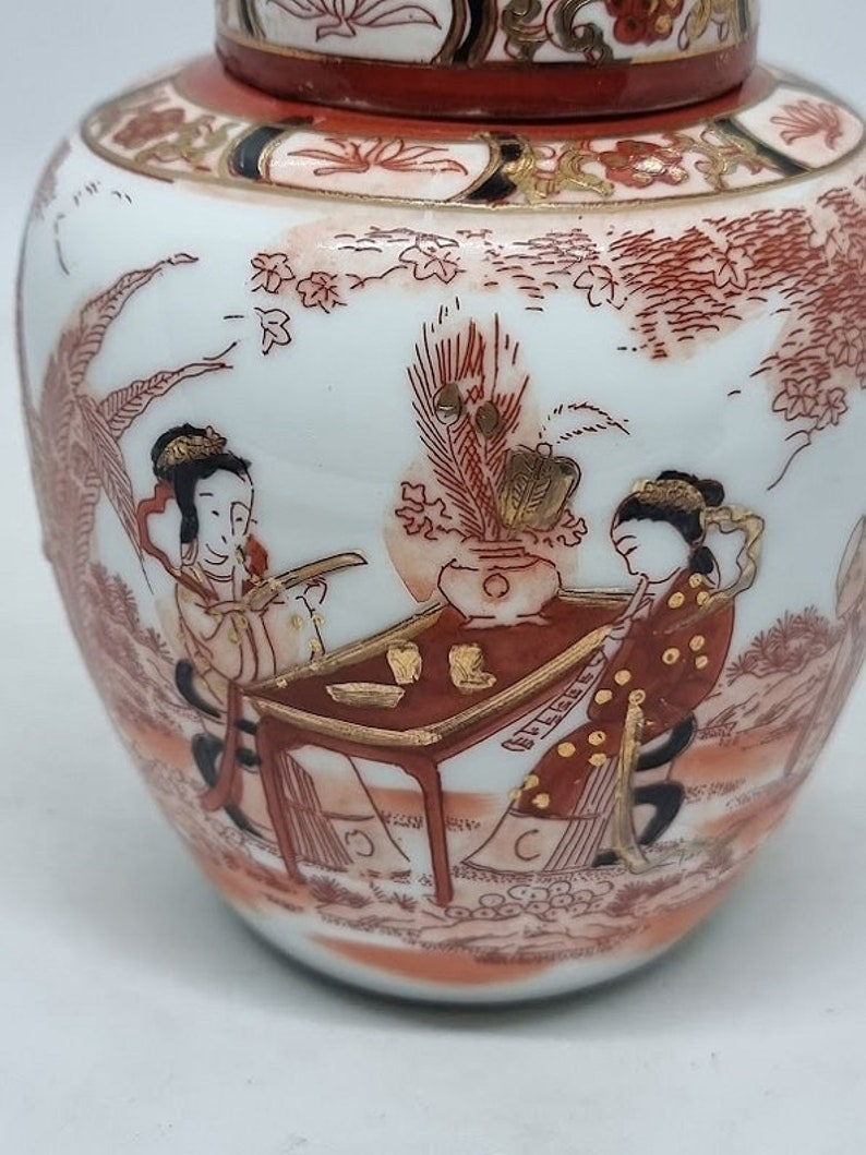 Rare Vintage Asian Japanese Ginger Jar With Handpainted Geisha Girls ...