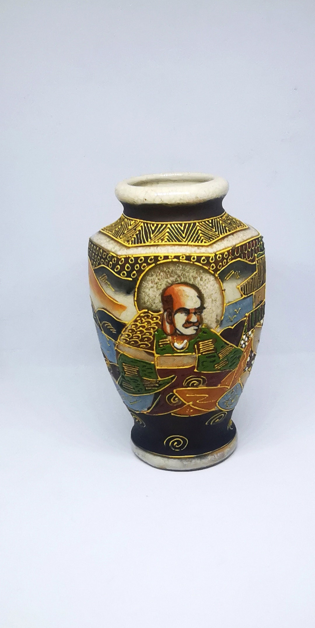Rare Vintage Japanese Satsuma Vase With Handpainted Motives,1940s, Rare ...