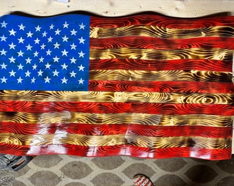 Distressed Handmade Wooden Wavy American Flag - Etsy