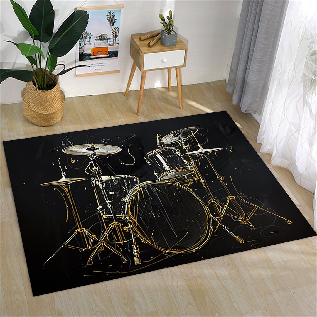 5 Piece Drum Set Rug, Drum Set Rug, Instrument Rug, Musical Instruments ...