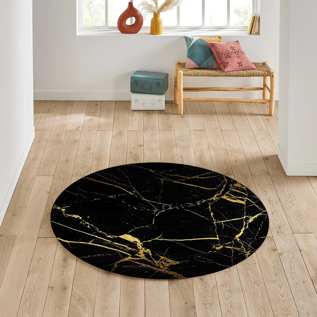 Marble Round Rug, Black Marble Round Rug, Black Marble Rug, Marble Rug ...
