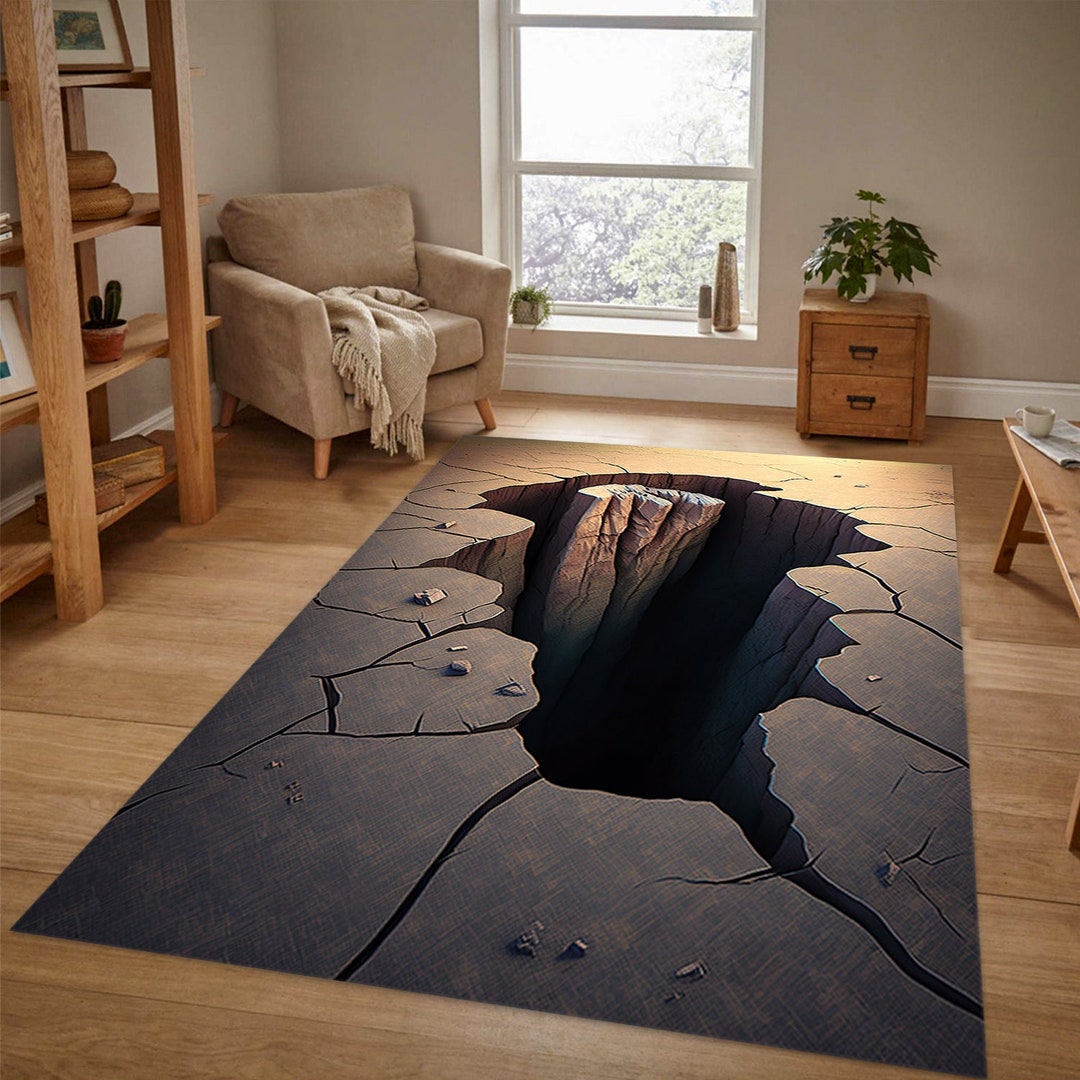 Huge Crack Rug, Optical Illusion Rug, 3D Rug, Stone Rug, Fun Rug ...