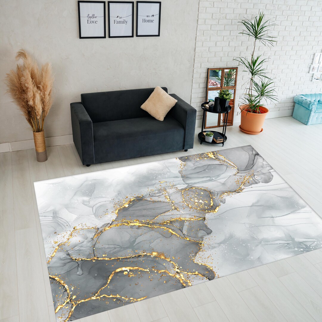 Marble Rug, Gray Marble Rug, Marble Patterned Rug, Living Room Rug ...