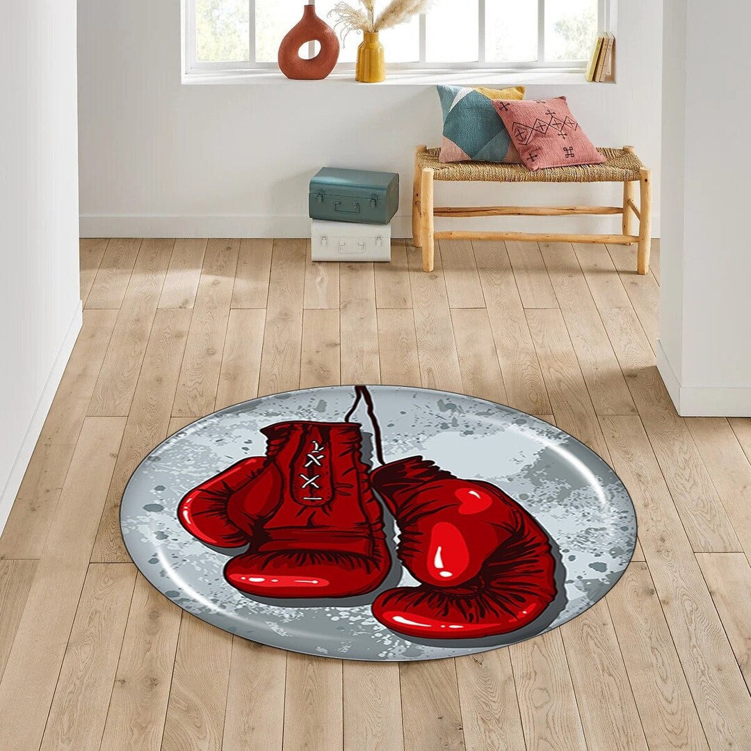 Boxing Rug, Boxing Round Rug, Boxing Gloves Rug, Boxing Gloves Round ...