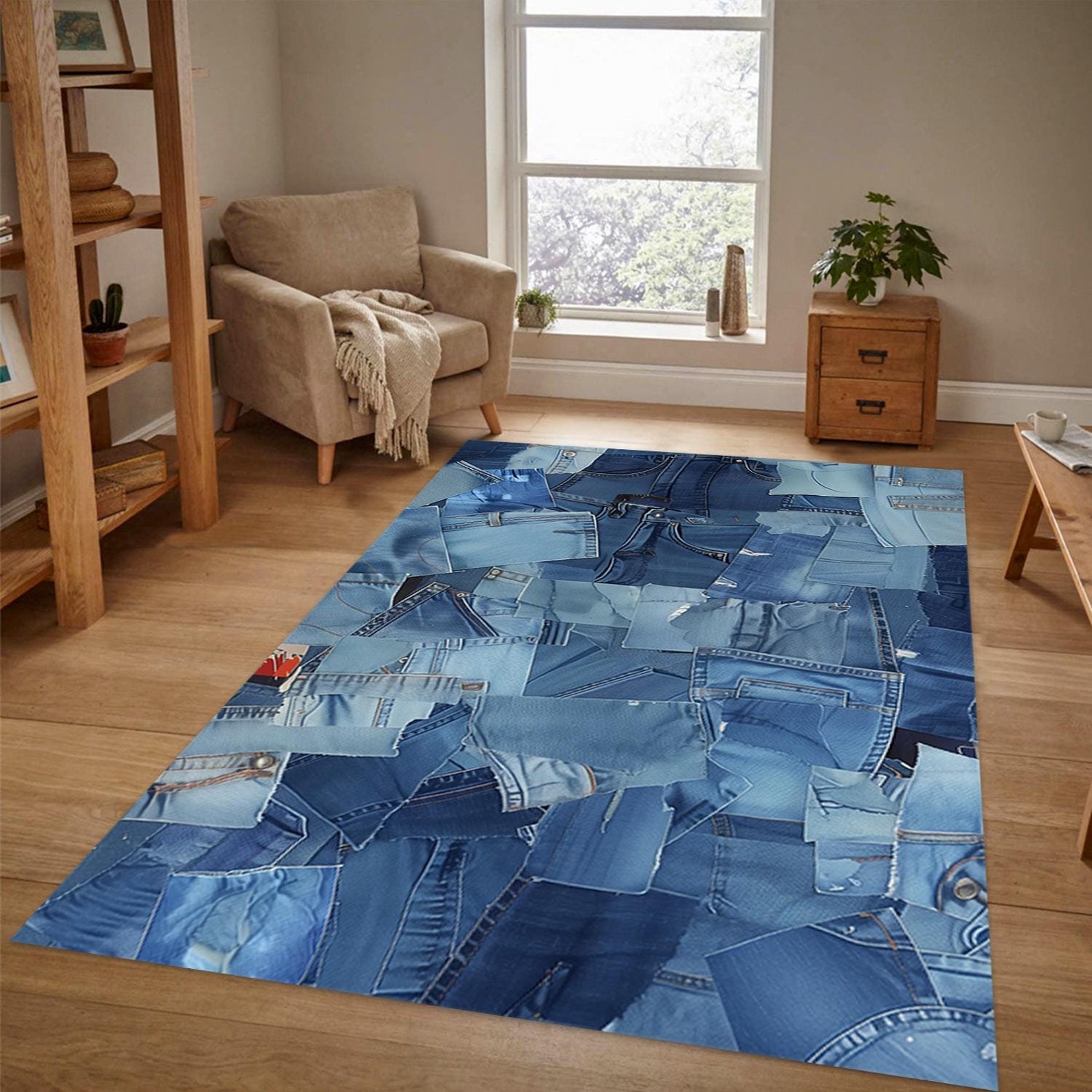 Denim Collage Rug, Denim Look Rug, Denim Rug, Jean Rug, Jeans Rug, Jean ...