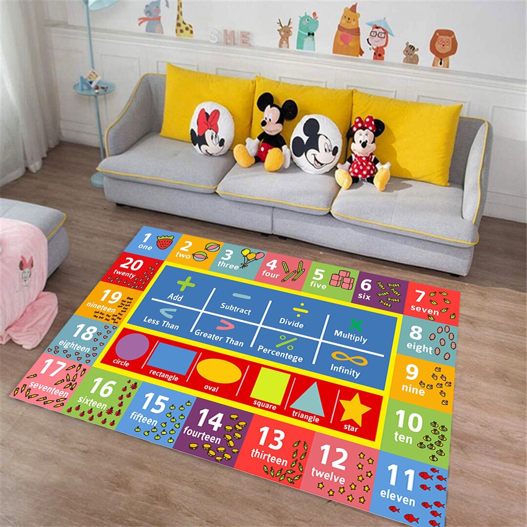 Numbers Rug, Math Symbols Rug, Educational Rug, Colorful Rug, School ...