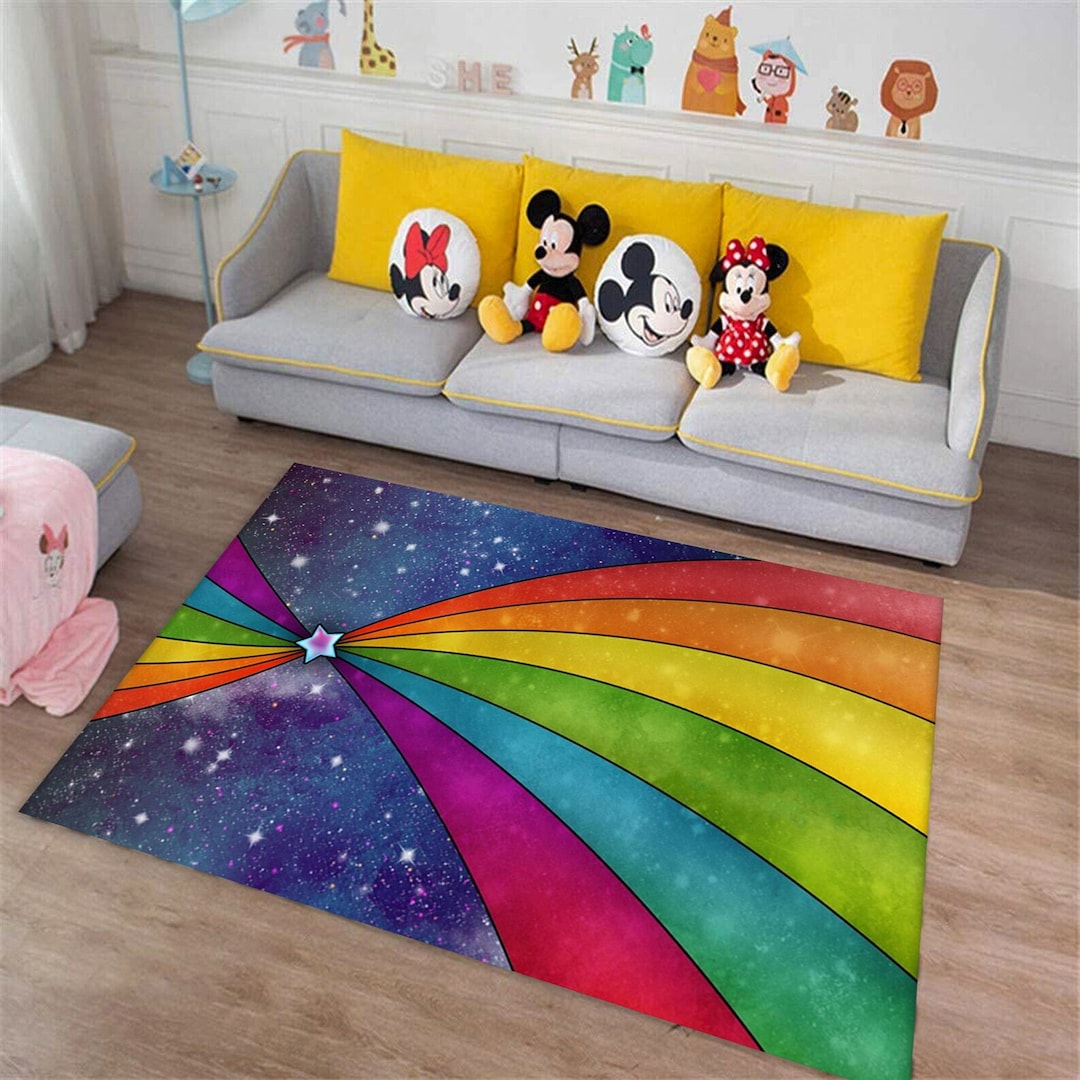 Stars Rug, Rainbow Rug, Rainbow Colors Rug, Colorful Rug, Girls Room ...
