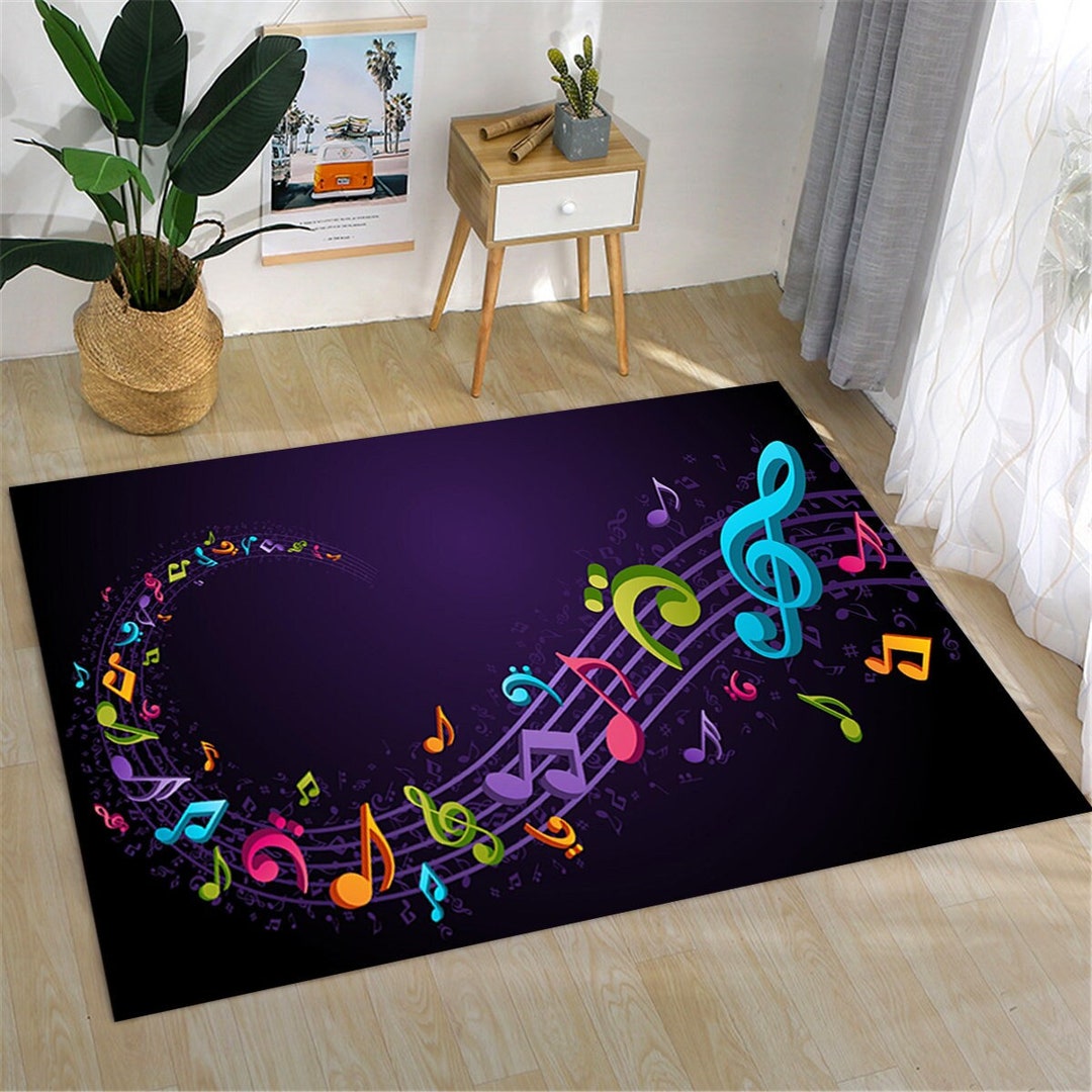 Music Notes Rug, Clef Rug, Treble Clef Rug, Music Rug, Colorful Rug ...