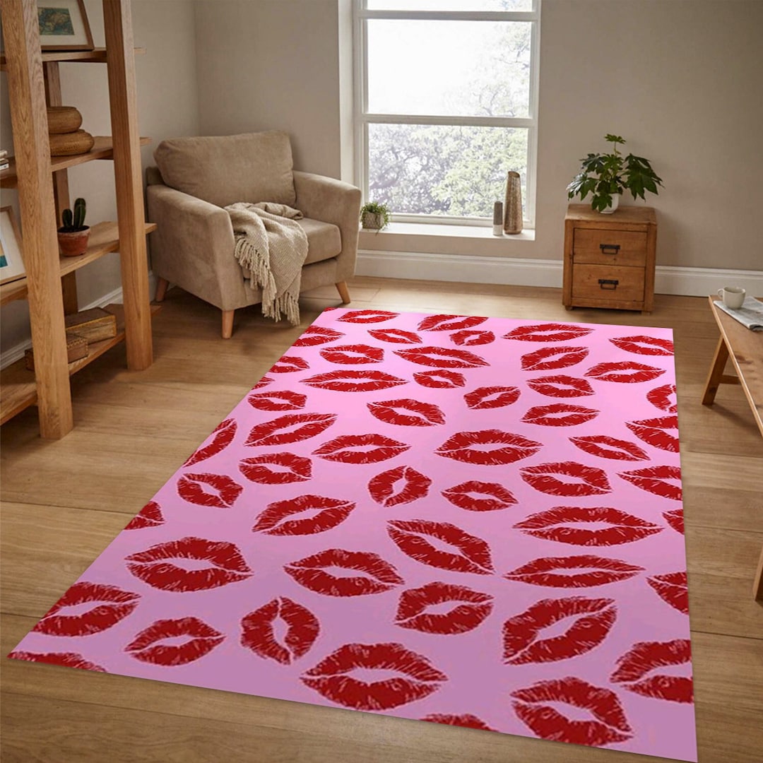 Lip Rug, Red Lip Rug, Lip Pattern Rug, Living Room Rug, Teen Room Rug ...