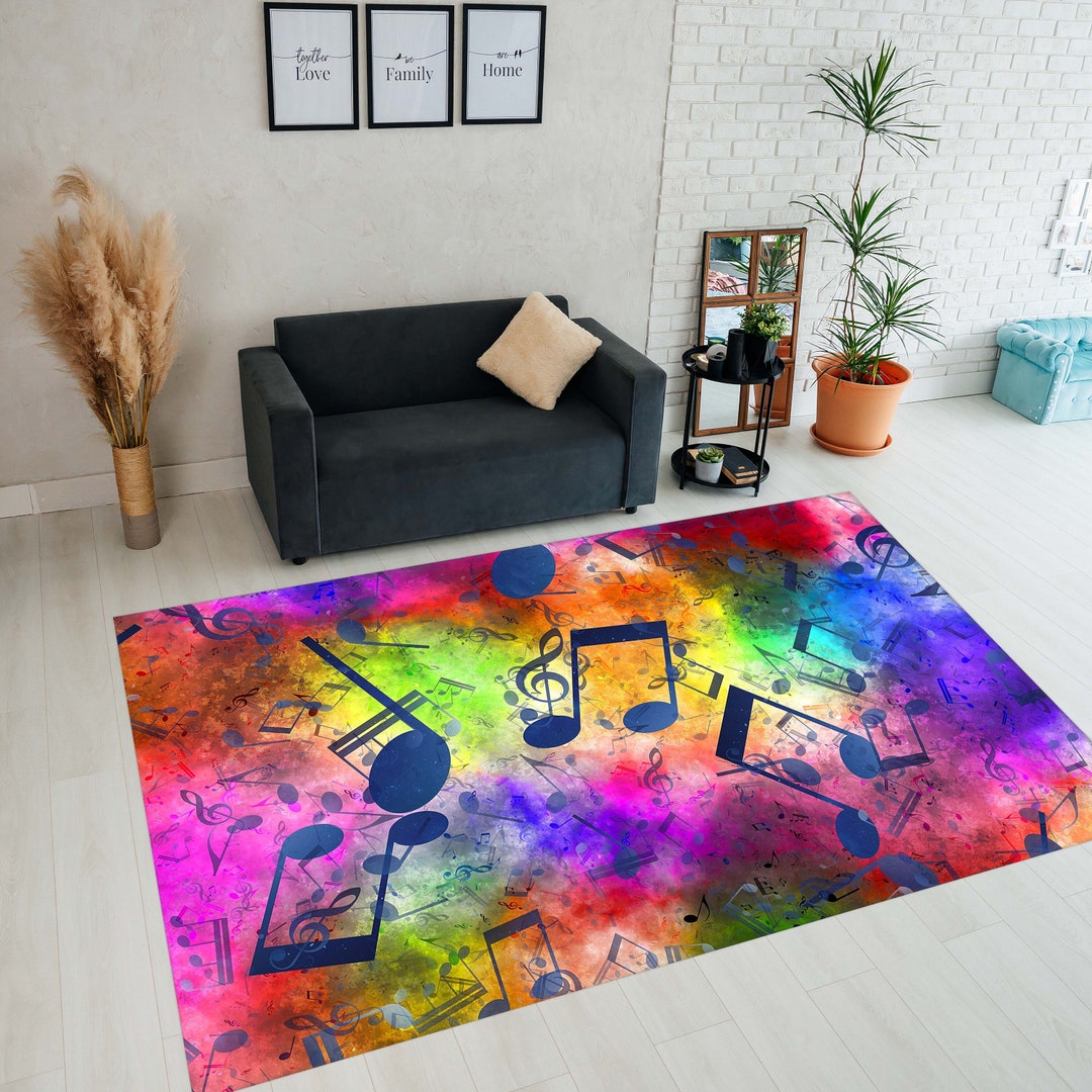 Music Notes Rug, Clef Rug, Treble Clef Rug, Music Rug, Colorful Rug ...