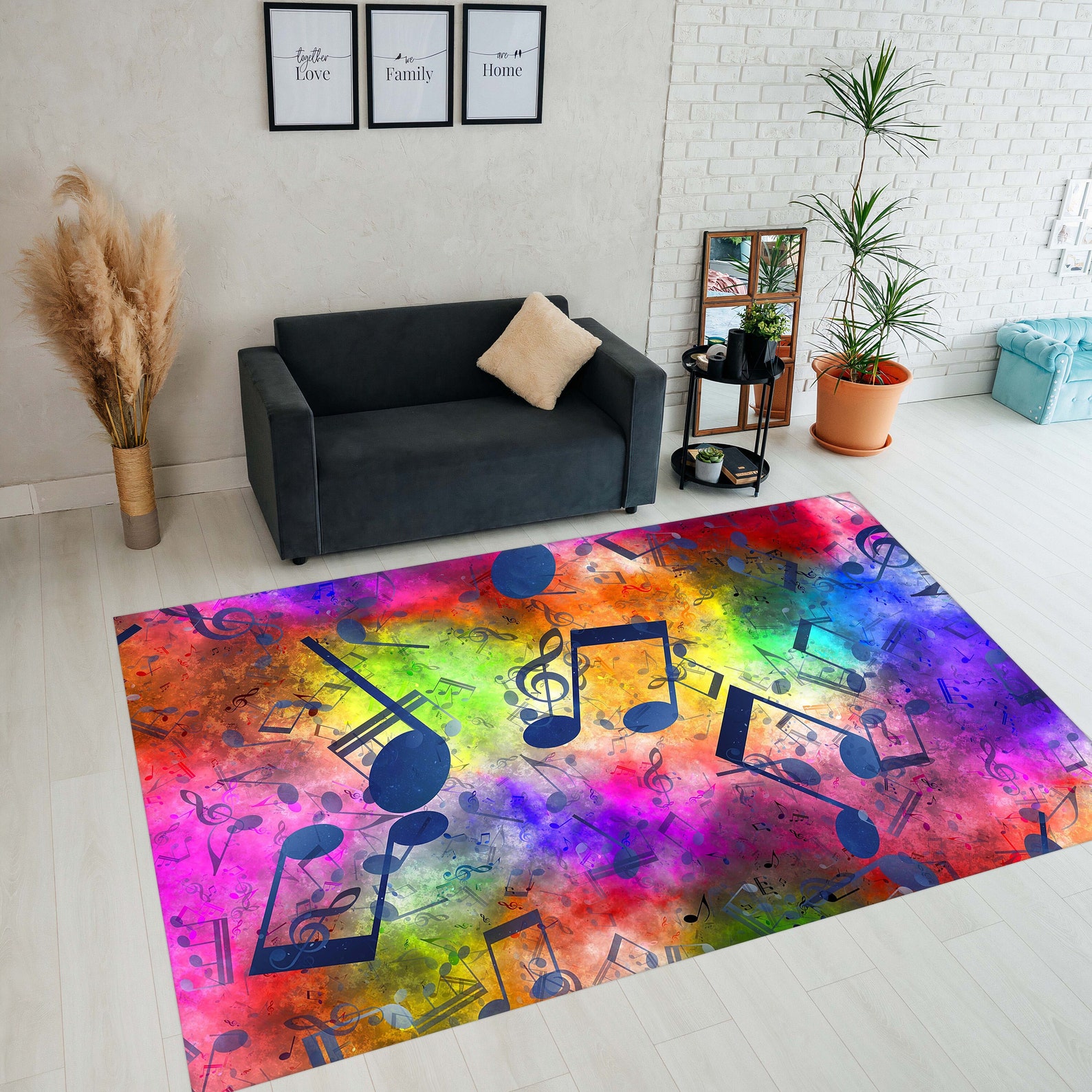 Music Notes Rug, Clef Rug, Treble Clef Rug, Music Rug, Colorful Rug ...