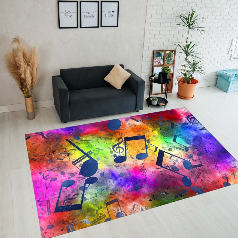 Music Notes Rug, Clef Rug, Treble Clef Rug, Music Rug, Colorful Rug ...
