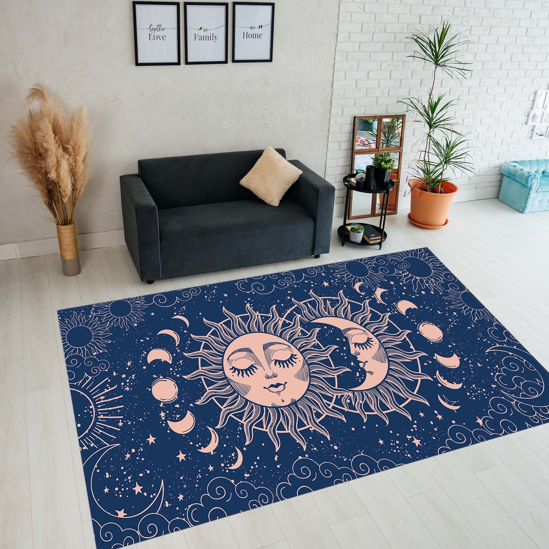 Sun Rug, Moon Rug, Moon Phases Rug, Sun Moon Rug, Cloud Rug, Starry Rug ...