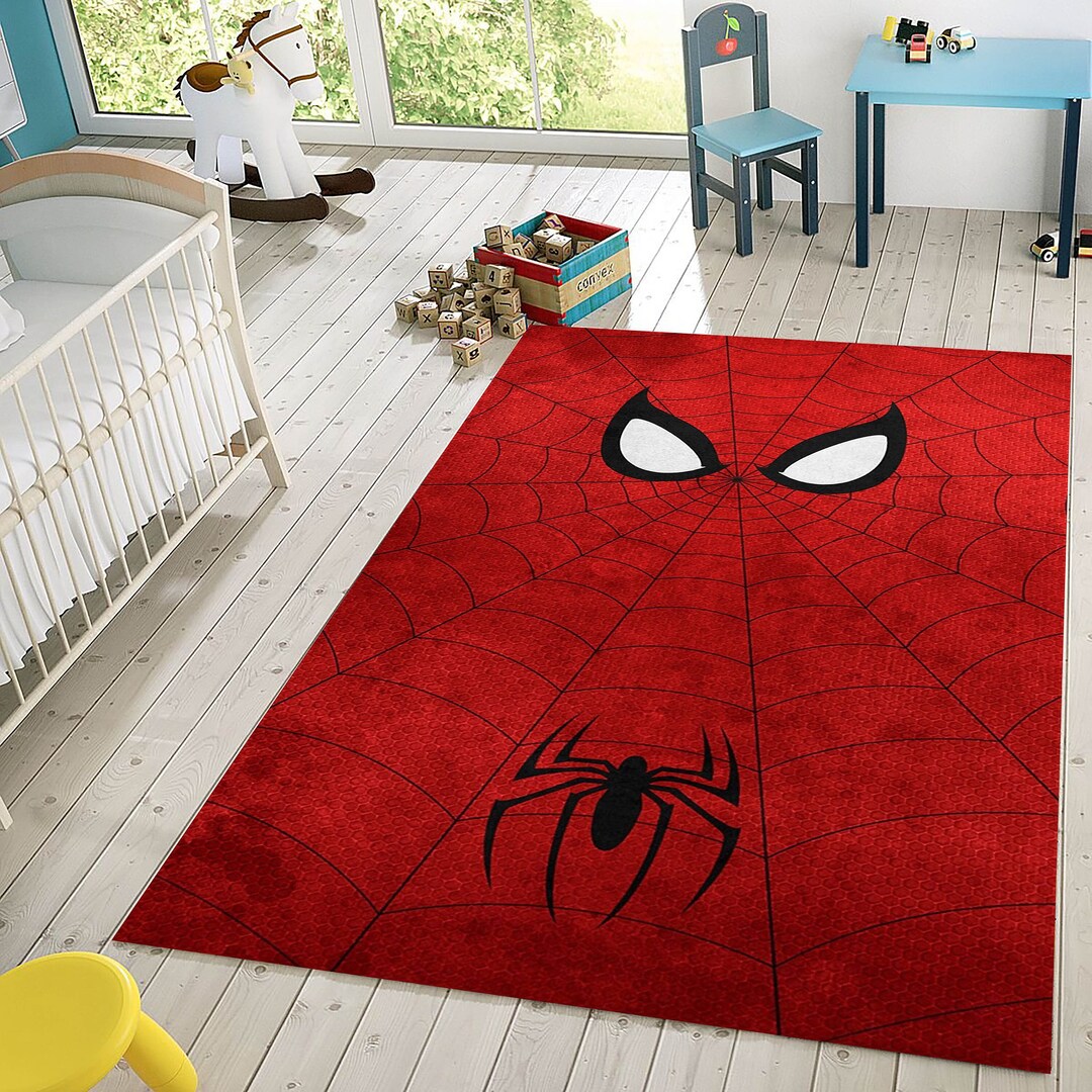 Spider Rug, Spider Web Rug, Spiderman Rug, Spider Man Rug, Super Hero ...
