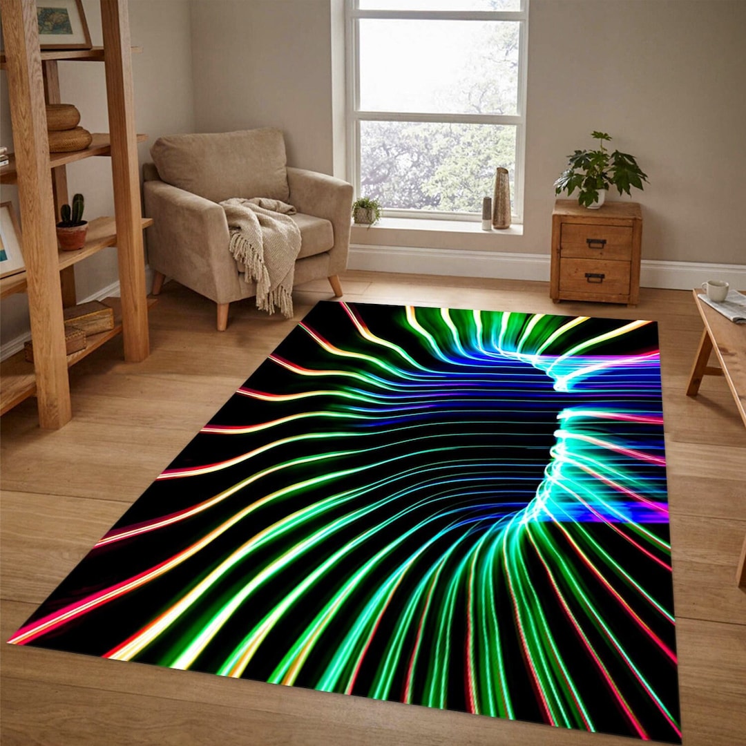 Colorful Light Rug, Neon Light Rug, Neon Rug, Neon Colorful Rug, E ...