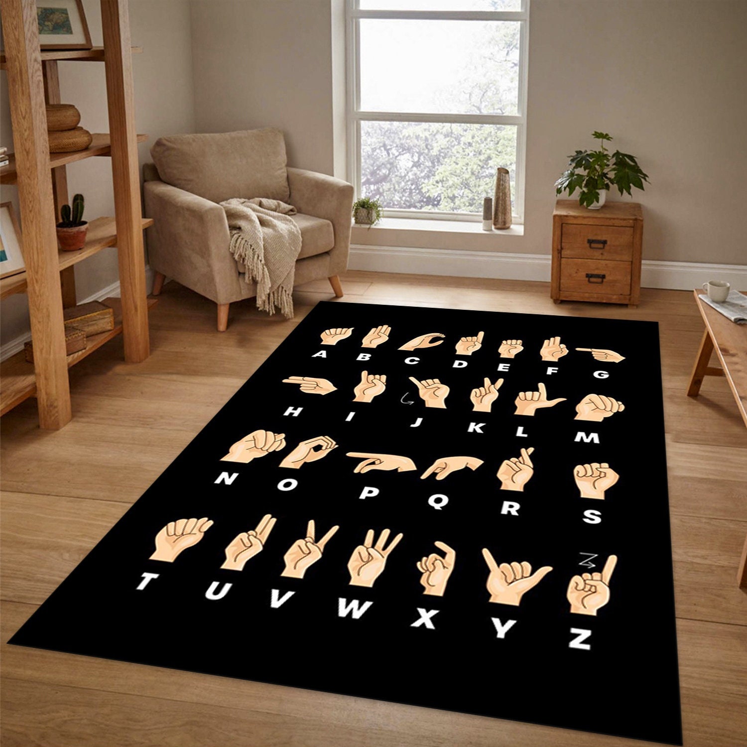Sign Language, Sign Language Rug, Sign Language Patterned Rug, Hand ...