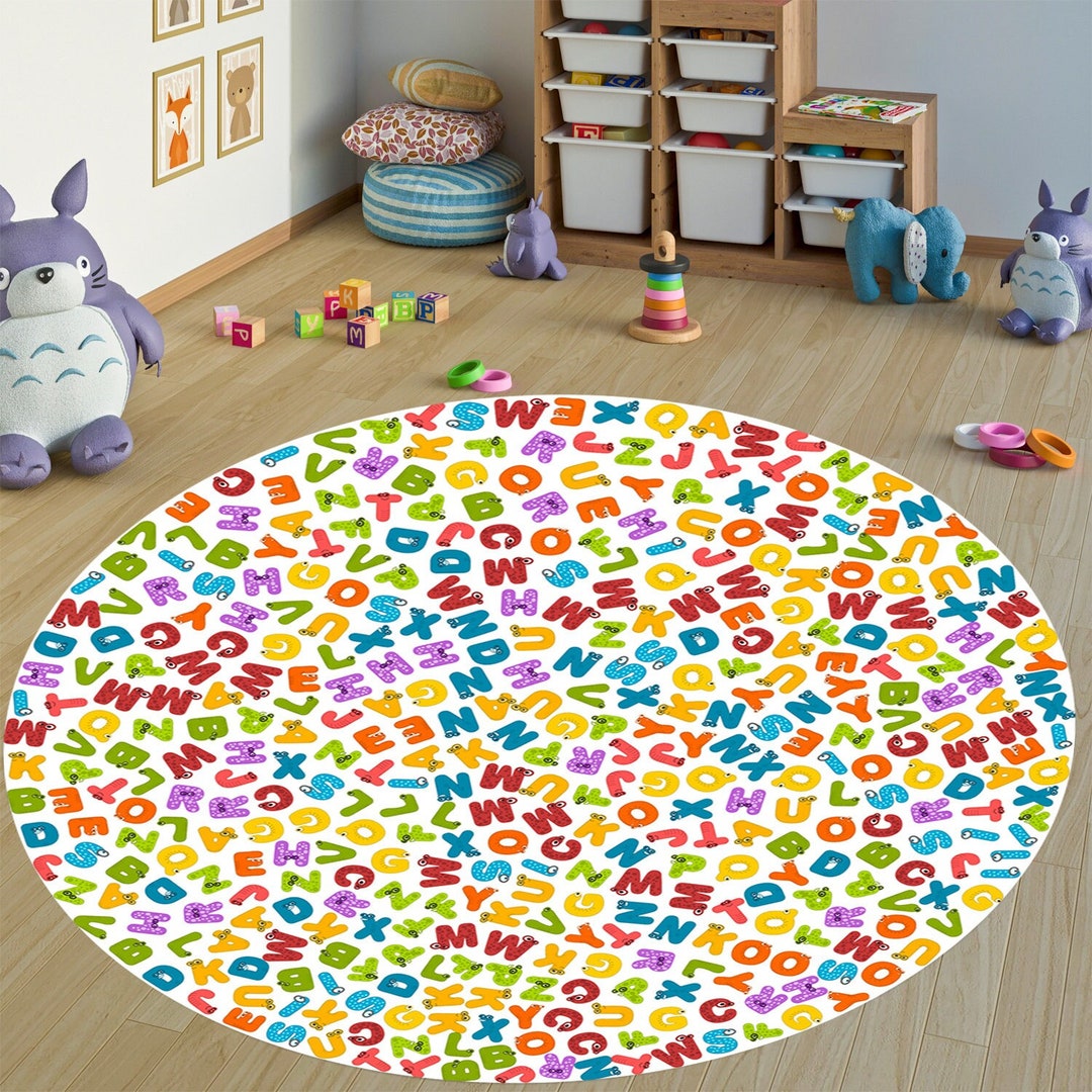 Alphabet Rug, Alphabet Round Rug, Colorful Alphabet Rug, Educational ...