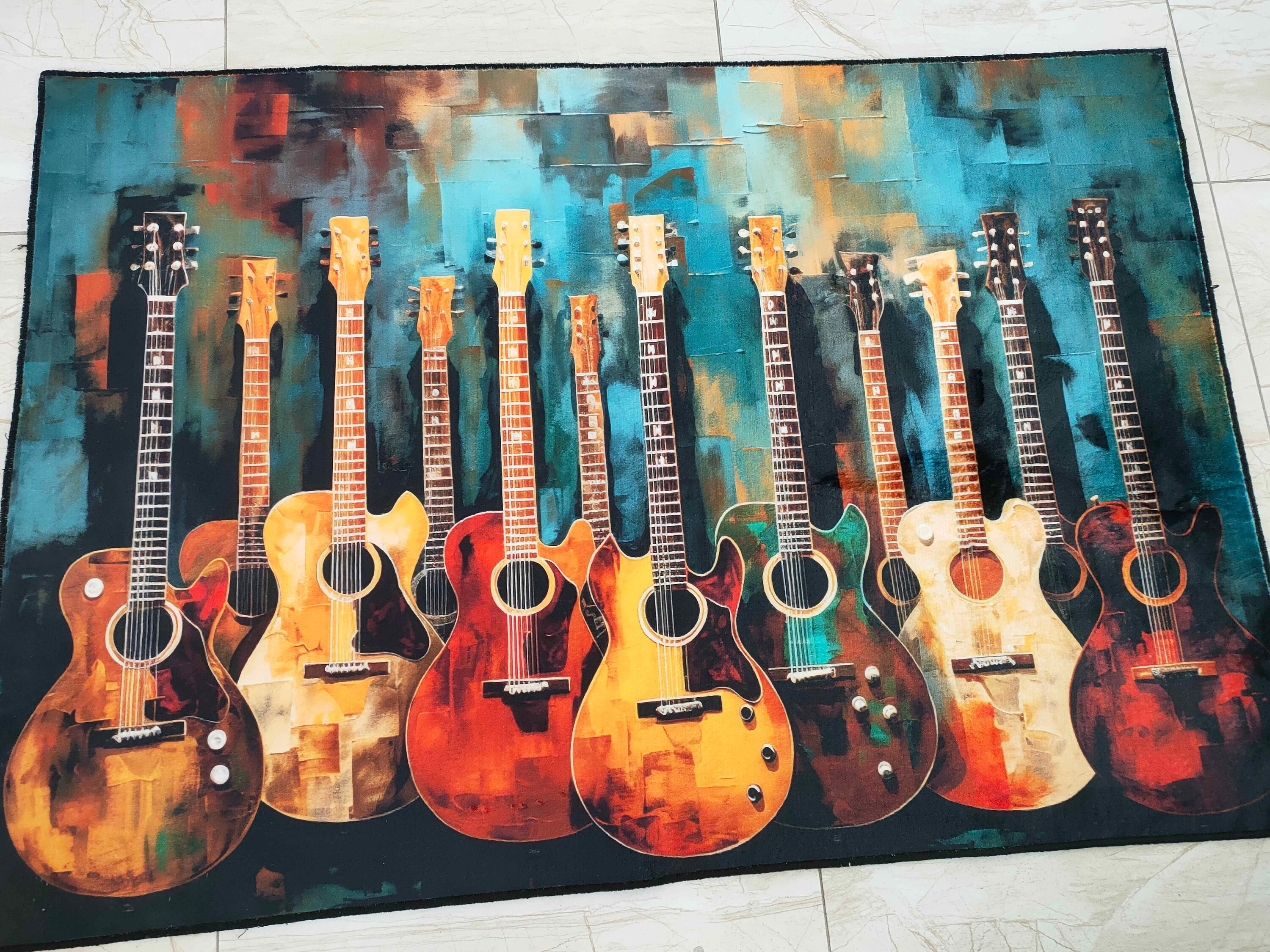 Guitar Rug, Classic Guitars Rug, Colorful Guitar Rug, Instrument Rug ...
