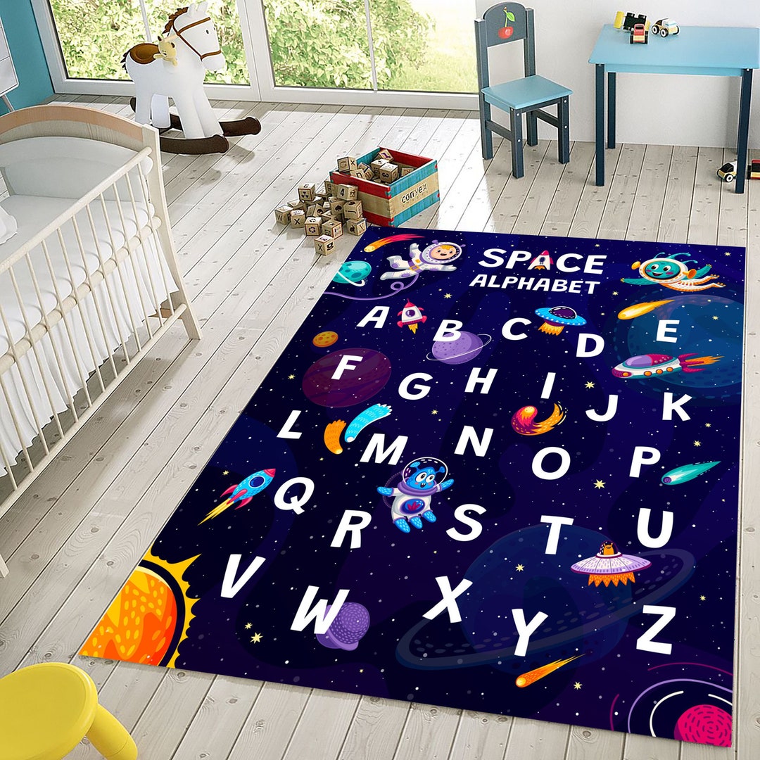 Space Alphabet Rug, Alphabet Rug, Space Rug, Educational Rug, School ...