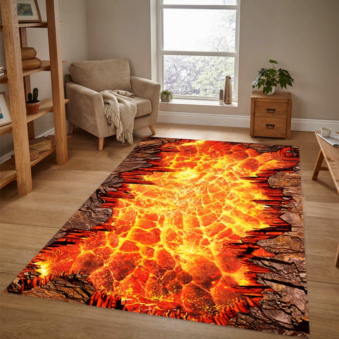 Lava Rug, Hot Lava Rug, Lava Pattern Rug, Volcano Rug, Living Room Rug ...
