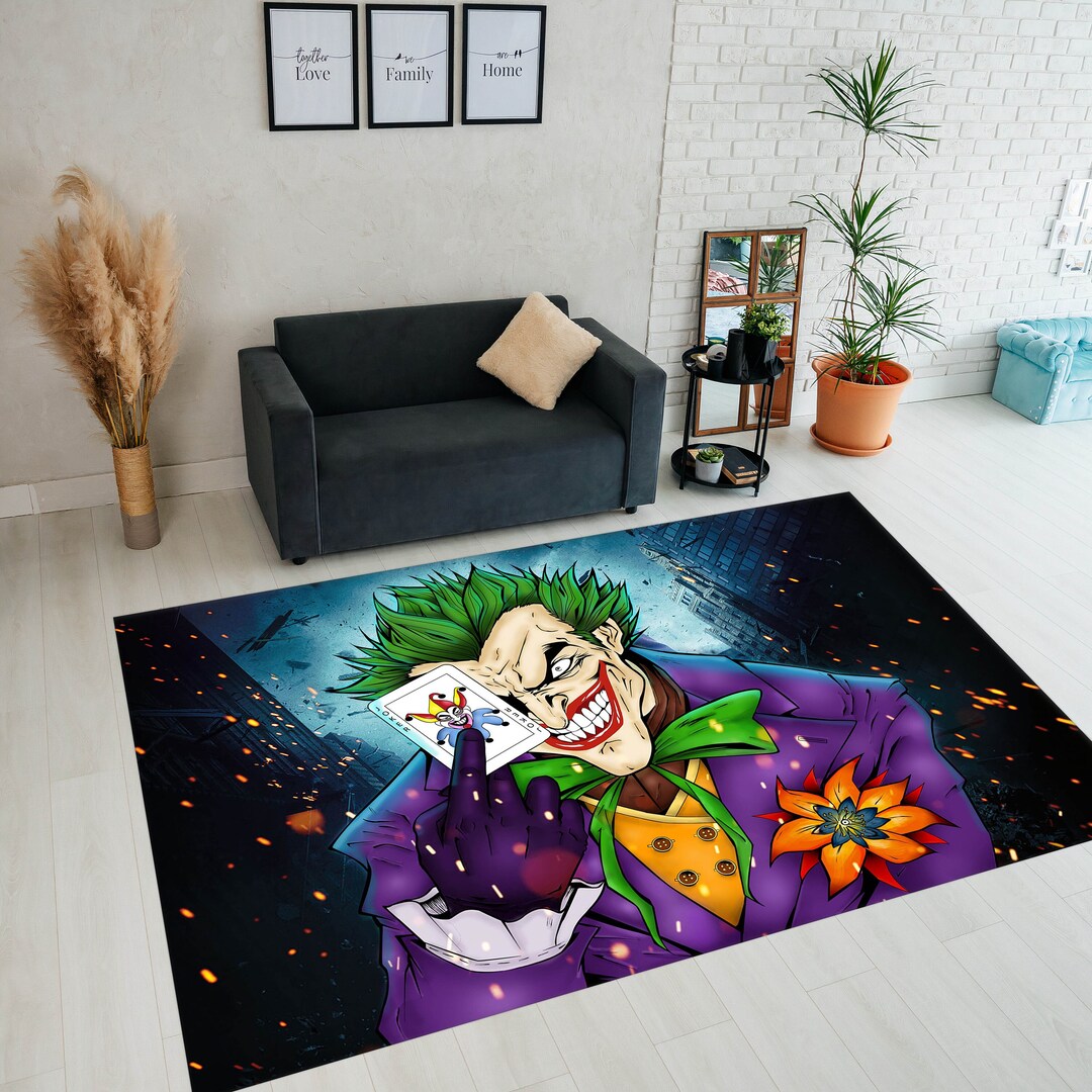 Joker Rug, Joker Themed Rug, Joker Pattern Rug, Movie Rug, Colorful Rug ...