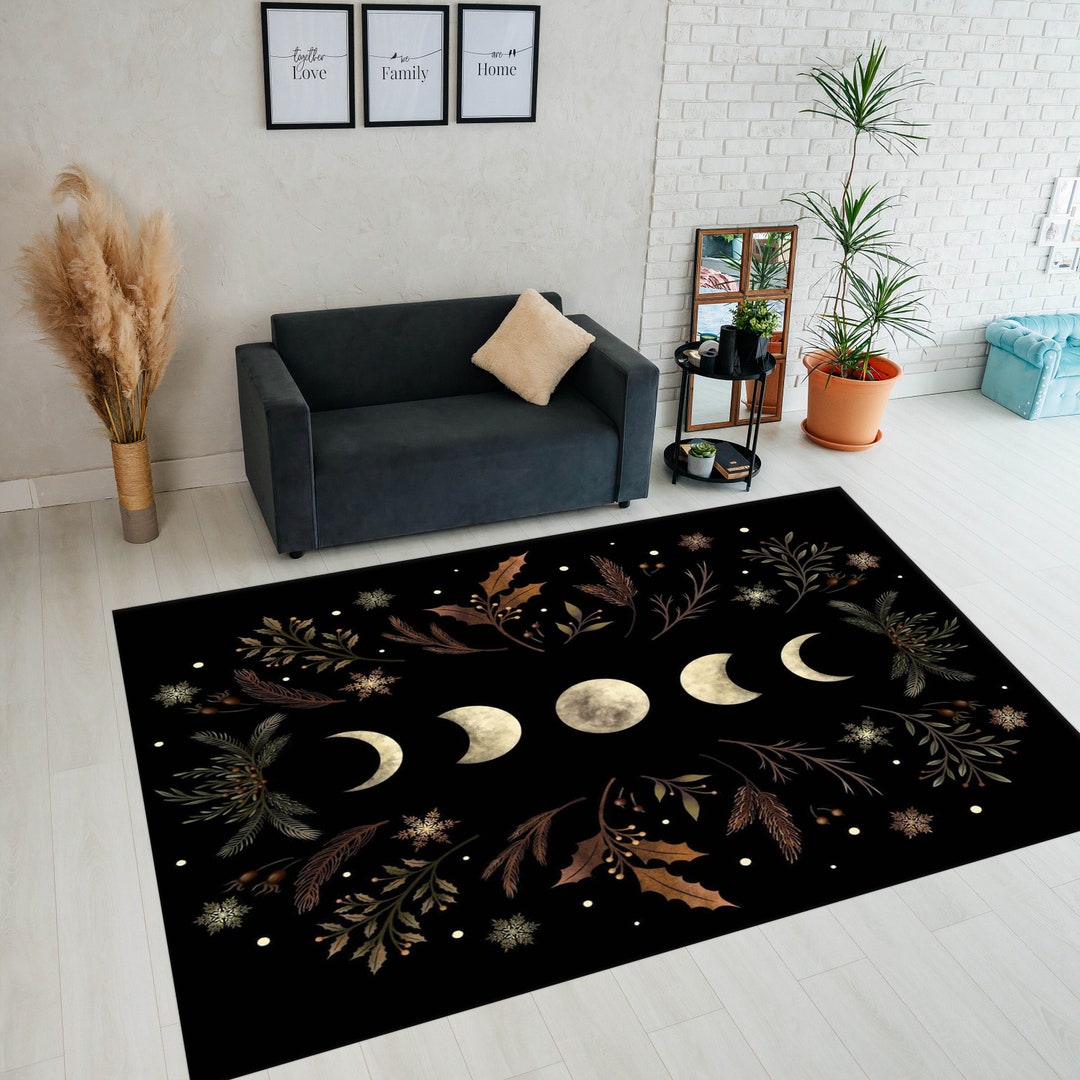Moon Rug, Full Moon Rug, Moon Phases Rug, Living Room Rug, Area Rug ...