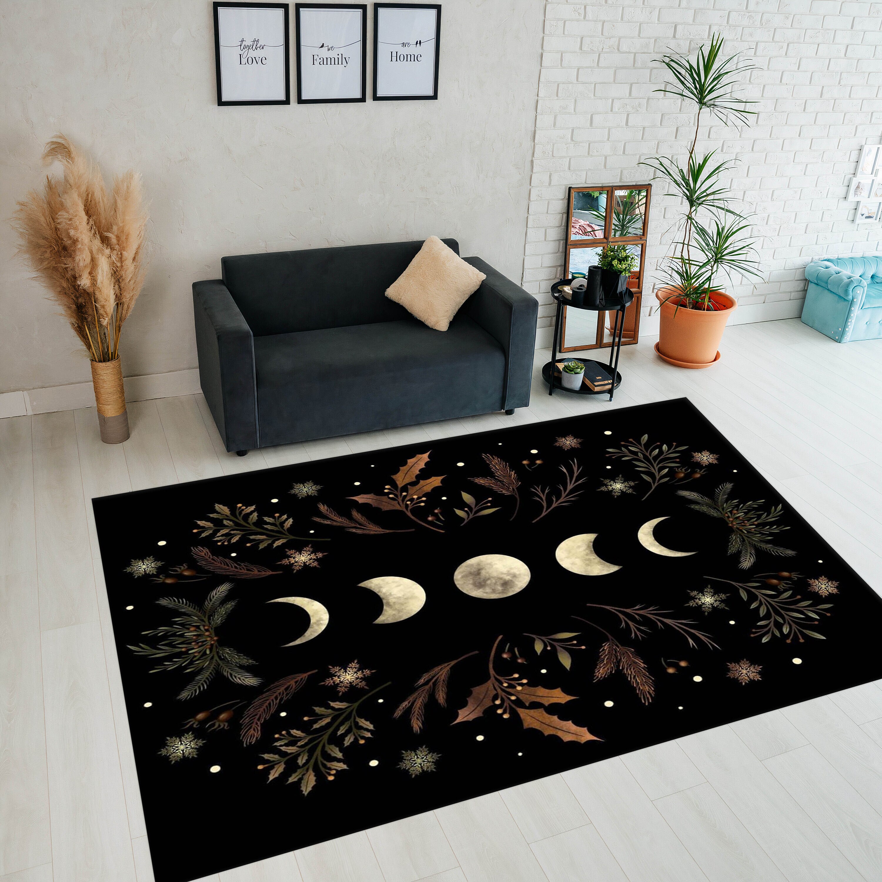 Moon Rug, Full Moon Rug, Moon Phases Rug, Living Room Rug, Area Rug ...
