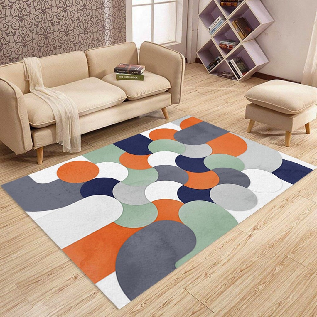 Mid Century Rug, Mid Century Modern Rug, Modern Art Rug, Living Room ...