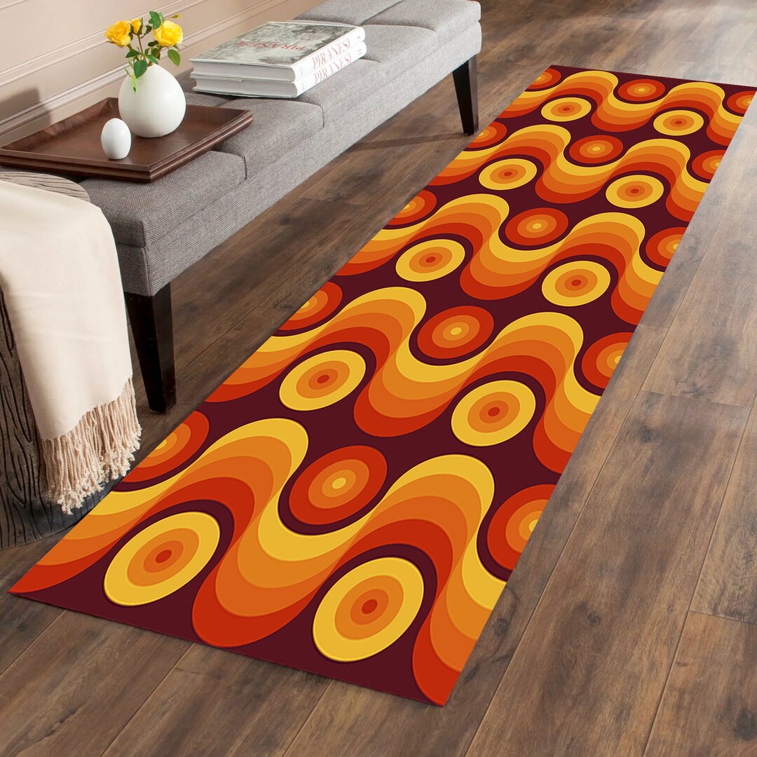 Retro Runner Rug, Retro Rug, Retro Groovy Rug, Groovy Patterned Rug ...