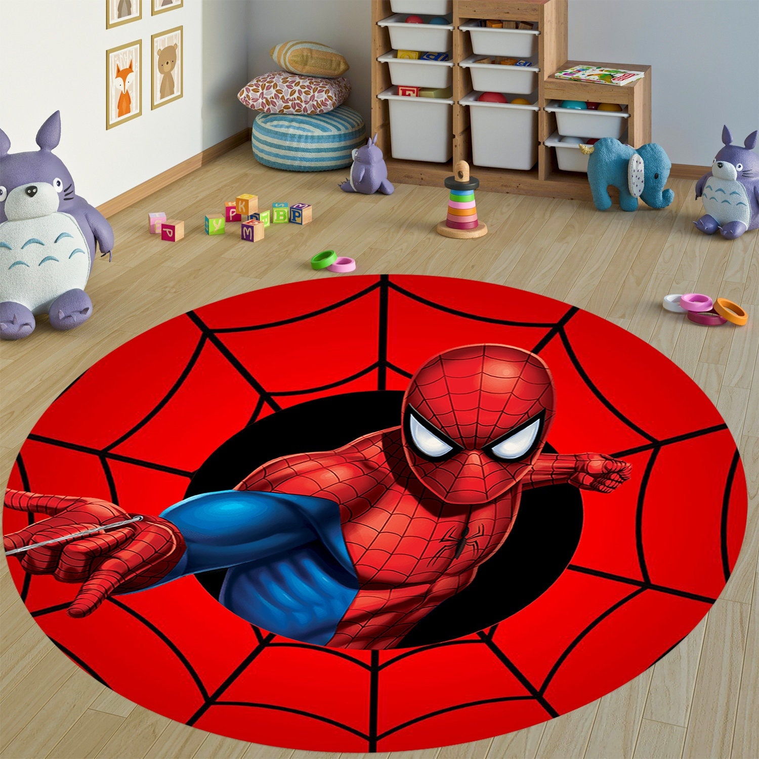 Spiderman Round Rug, Spiderman Circle Rug, Spider Man Round Rug, Spider ...