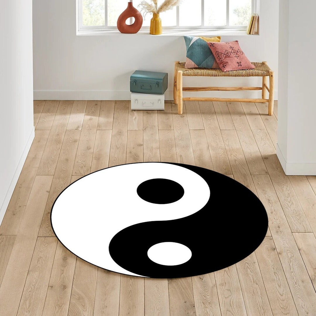 Yin Yang Rug, Yin Yang Round Rug, Black and White Rug, Round Rug ...