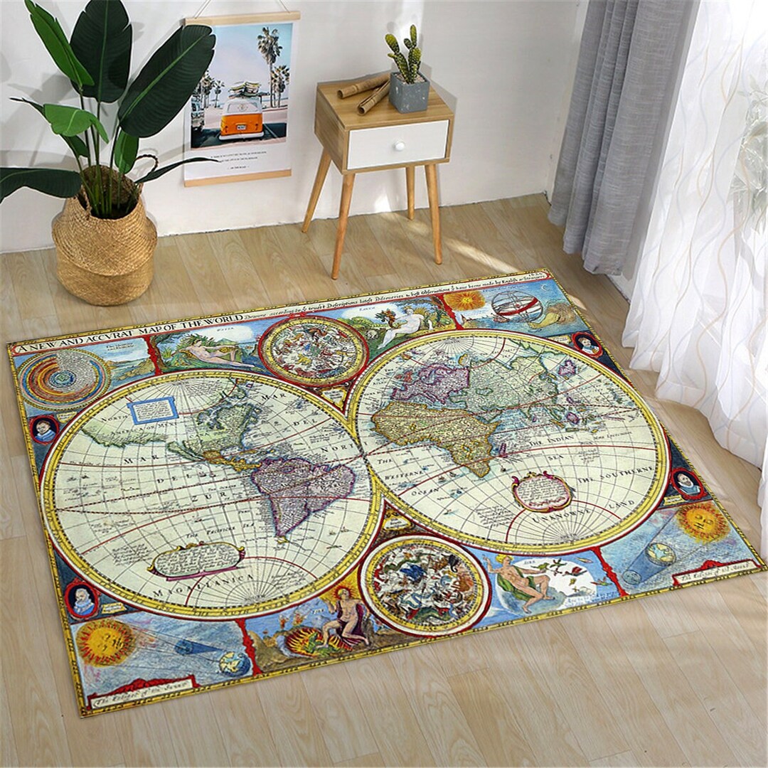 Vintage Medieval Map Rug Vintage World Map Rug World Map - Etsy