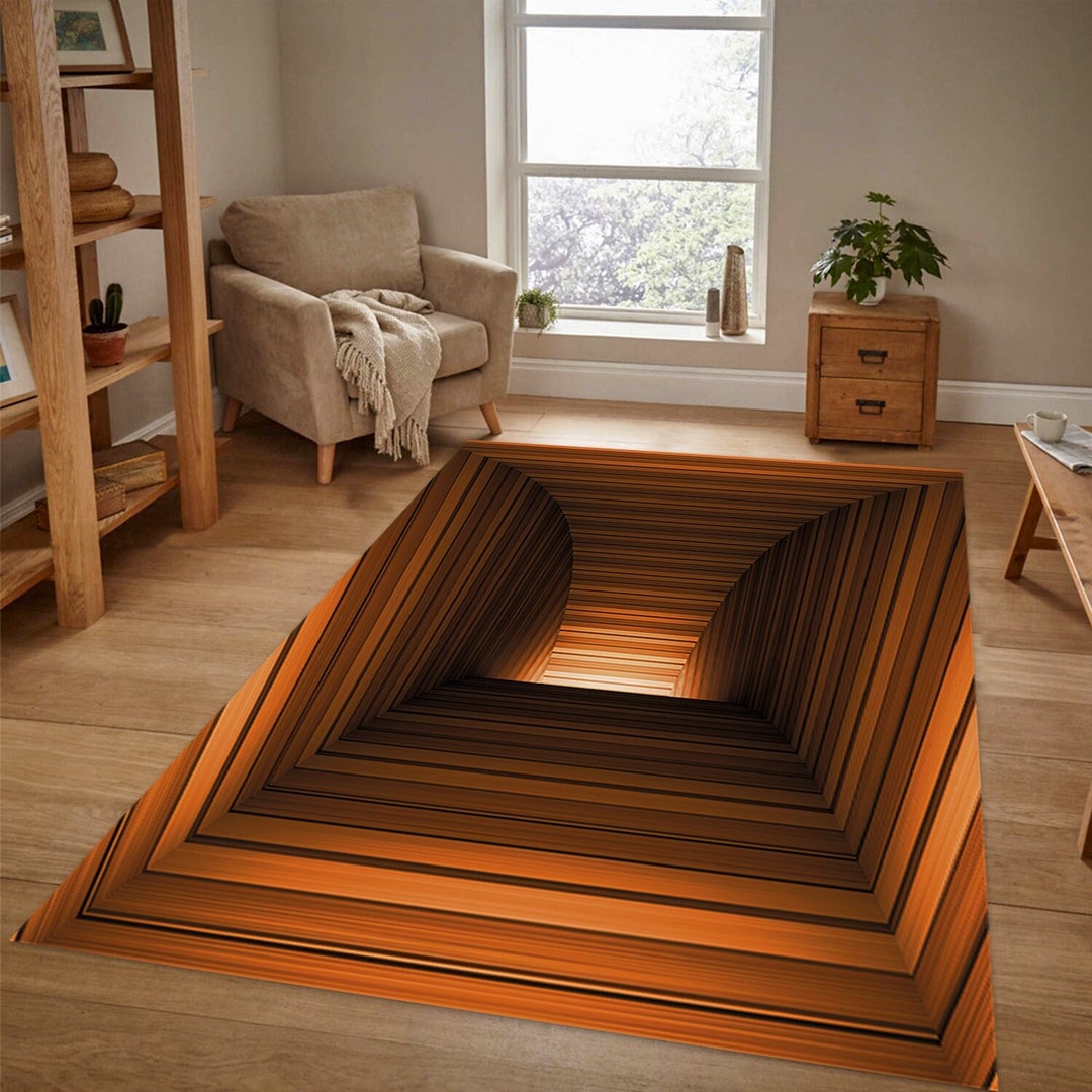 Vortex Rug, Brown Vortex Rug, Vortex Themed Rug, Optical Illusion Rug ...