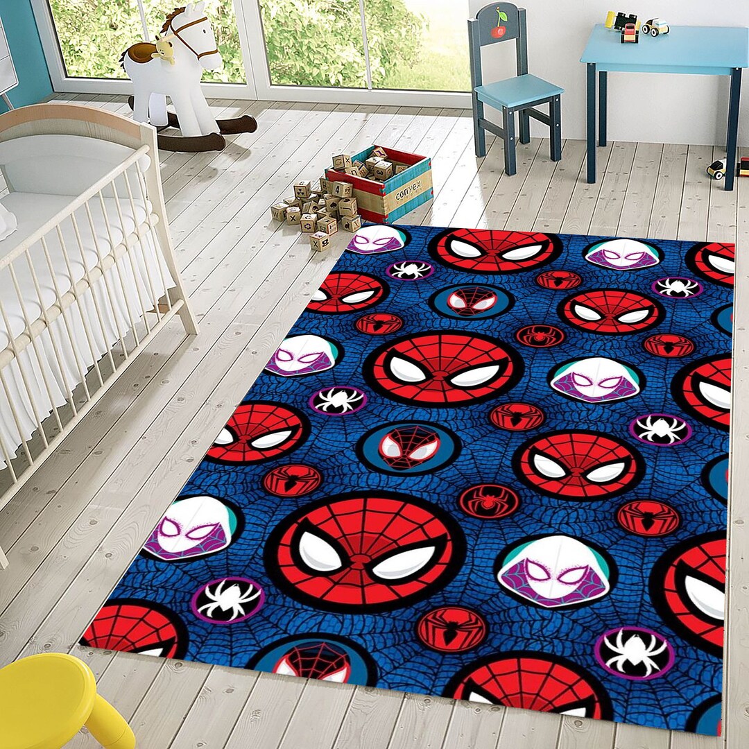 Spider Rug, Spider Web Rug, Spiderman Rug, Spider Man Rug, Super Hero ...