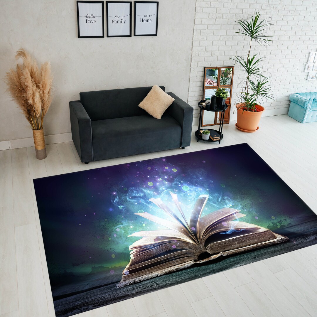 Book Rug, Magic Book Rug, Old Book Rug, Living Room Rug, Girls Room Rug ...