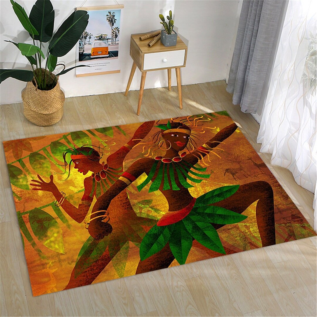 African Woman Rug, African Art Rug, African Style Rug, Ethnic Theme Rug ...