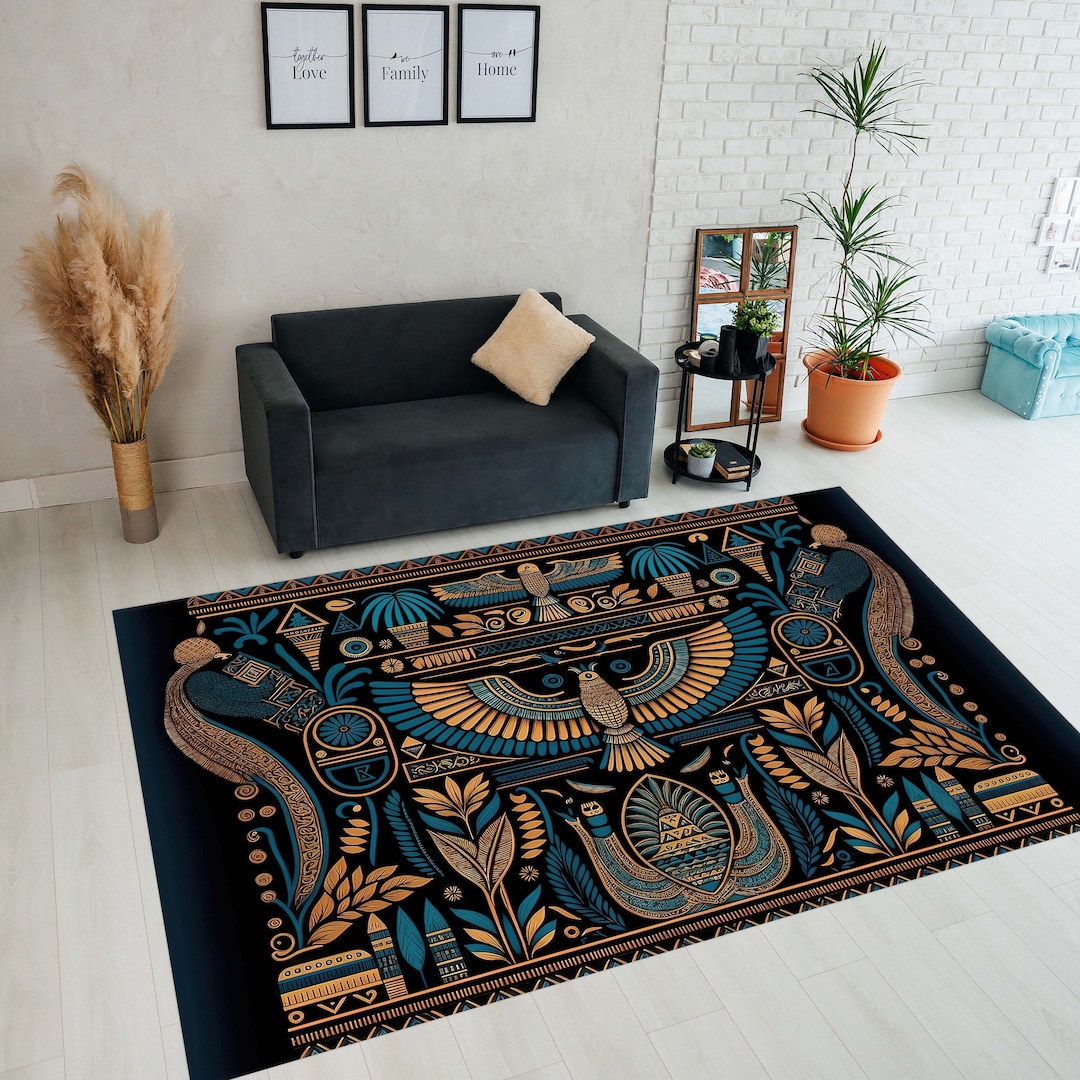Egyptian Style Rug, Egyptian Patterned Rug, Ancient Egyptian Rug, Egypt ...