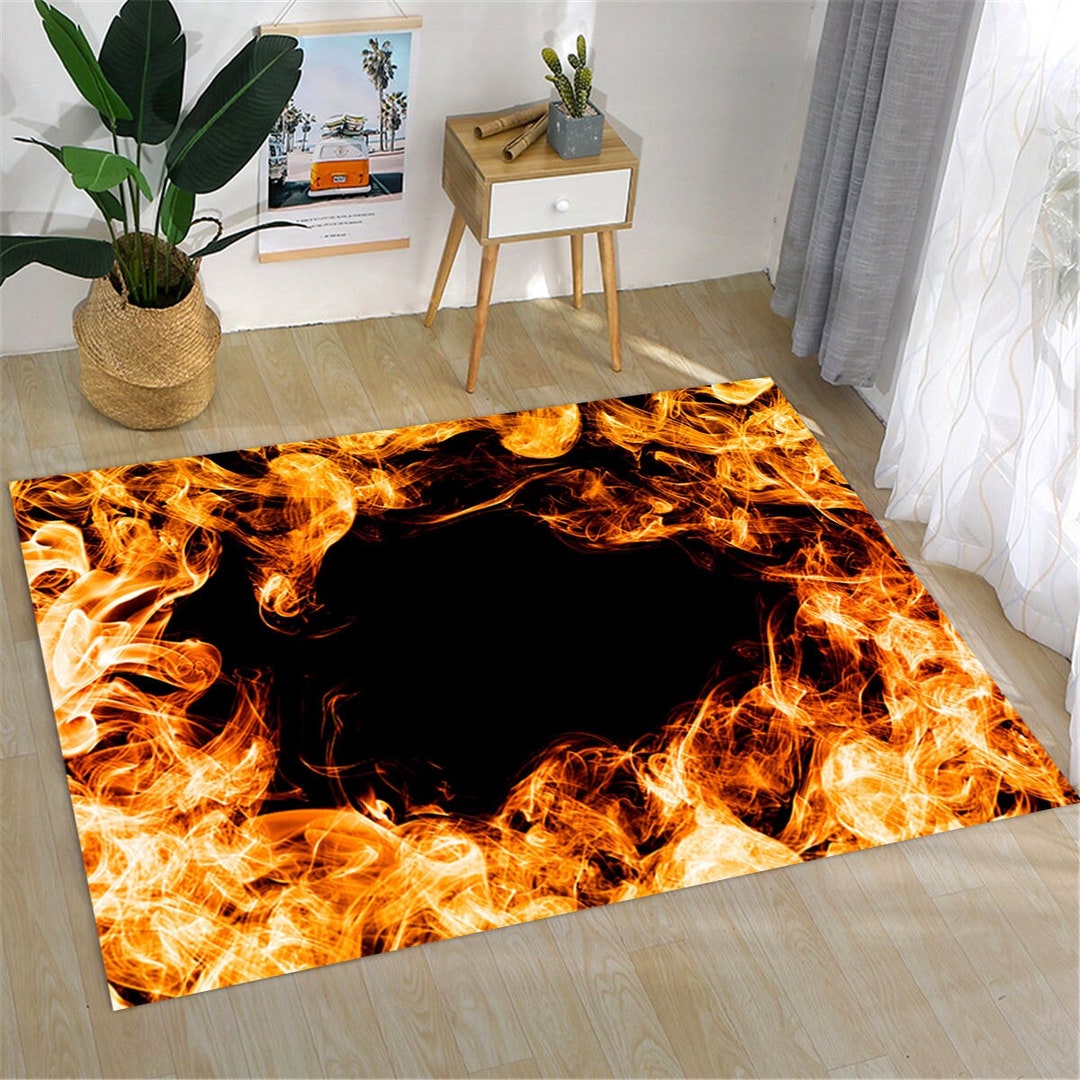 Flame Circle Rug, Flame Pattern Rug, Flaming Rug, Living Room Rug, Area ...
