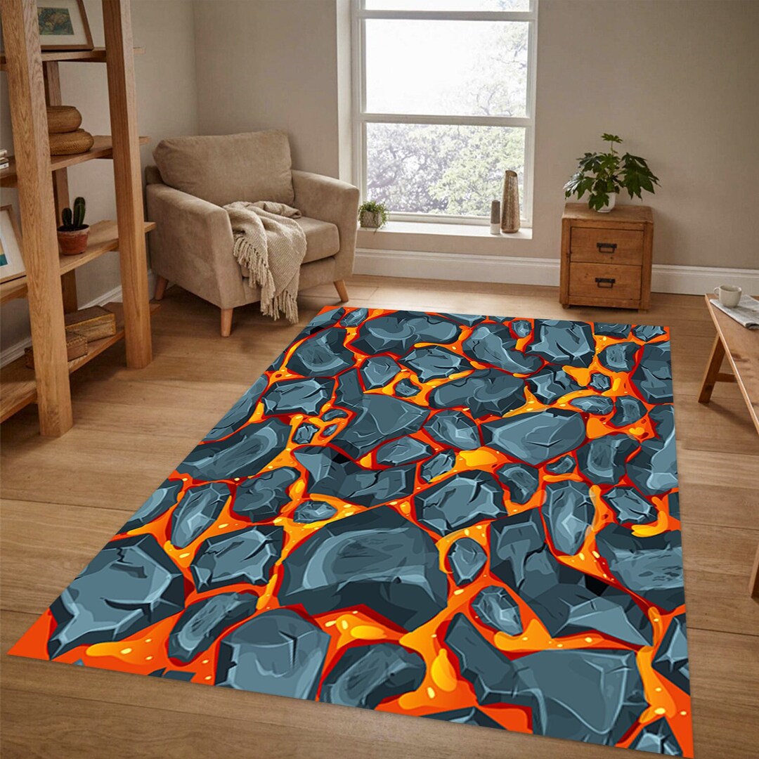 Lava Rug, Hot Lava Rug, Lava Pattern Rug, Volcano Rug, Living Room Rug ...