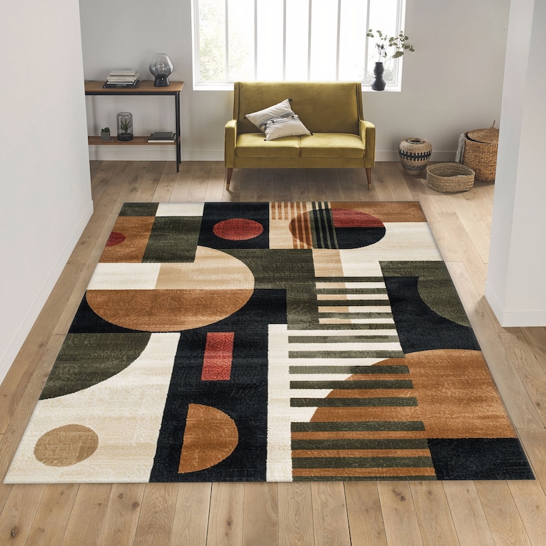 Mid Century Rug, Mid Century Modern Rug, Modern Art Rug, Living Room ...
