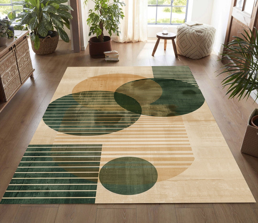 Mid Century Rug, Mid Century Modern Rug, Modern Art Rug, Living Room ...