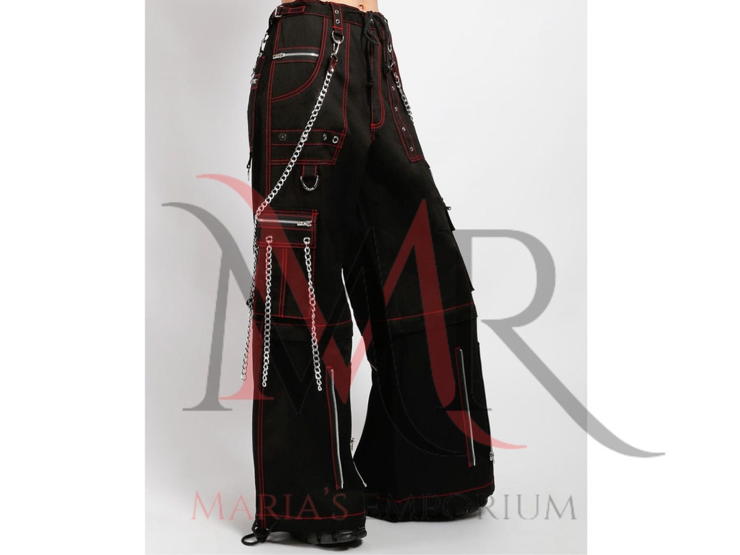 Custom Handmade Black Gothic Emo Baggy Pants Convertible to Shorts With ...