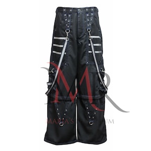 Black Gothic Emo Cargo Pants Convertible to Shorts With Long Grey ...