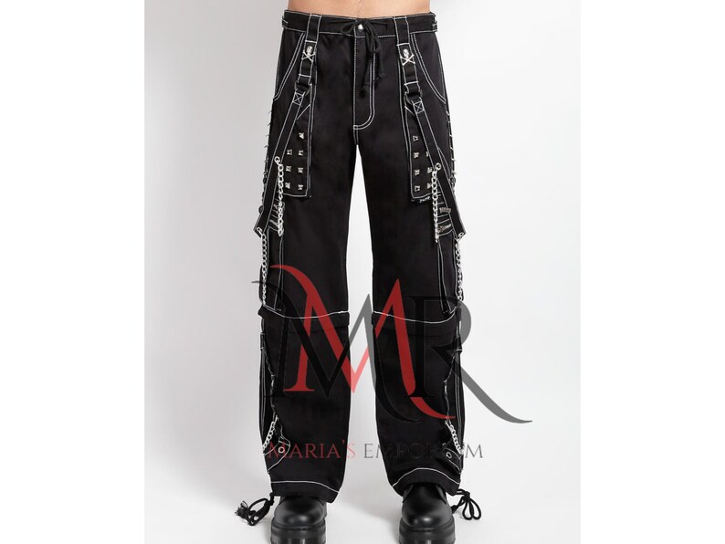 Handmade Black Emo Gothic Baggy Cargo Pants With Chains and Zippers ...