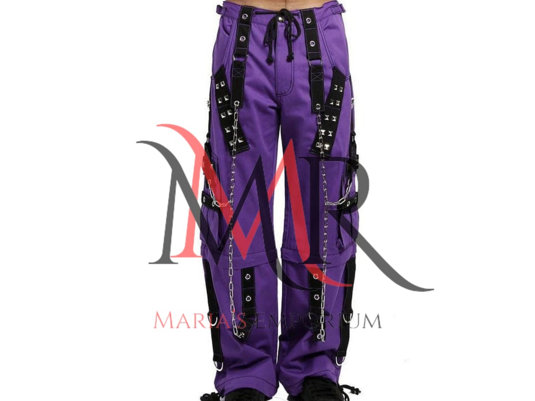 Handmade Purple Techwear Cargo Pants, Steam Punk Cyber Y2k Goth Emo ...