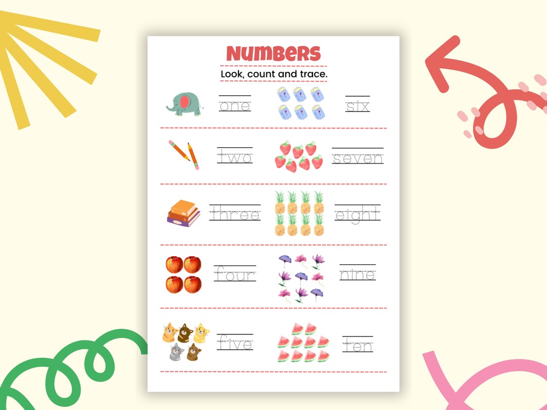 Printable Number Work Sheet Tracing Numbers Preschool Curriculum ...