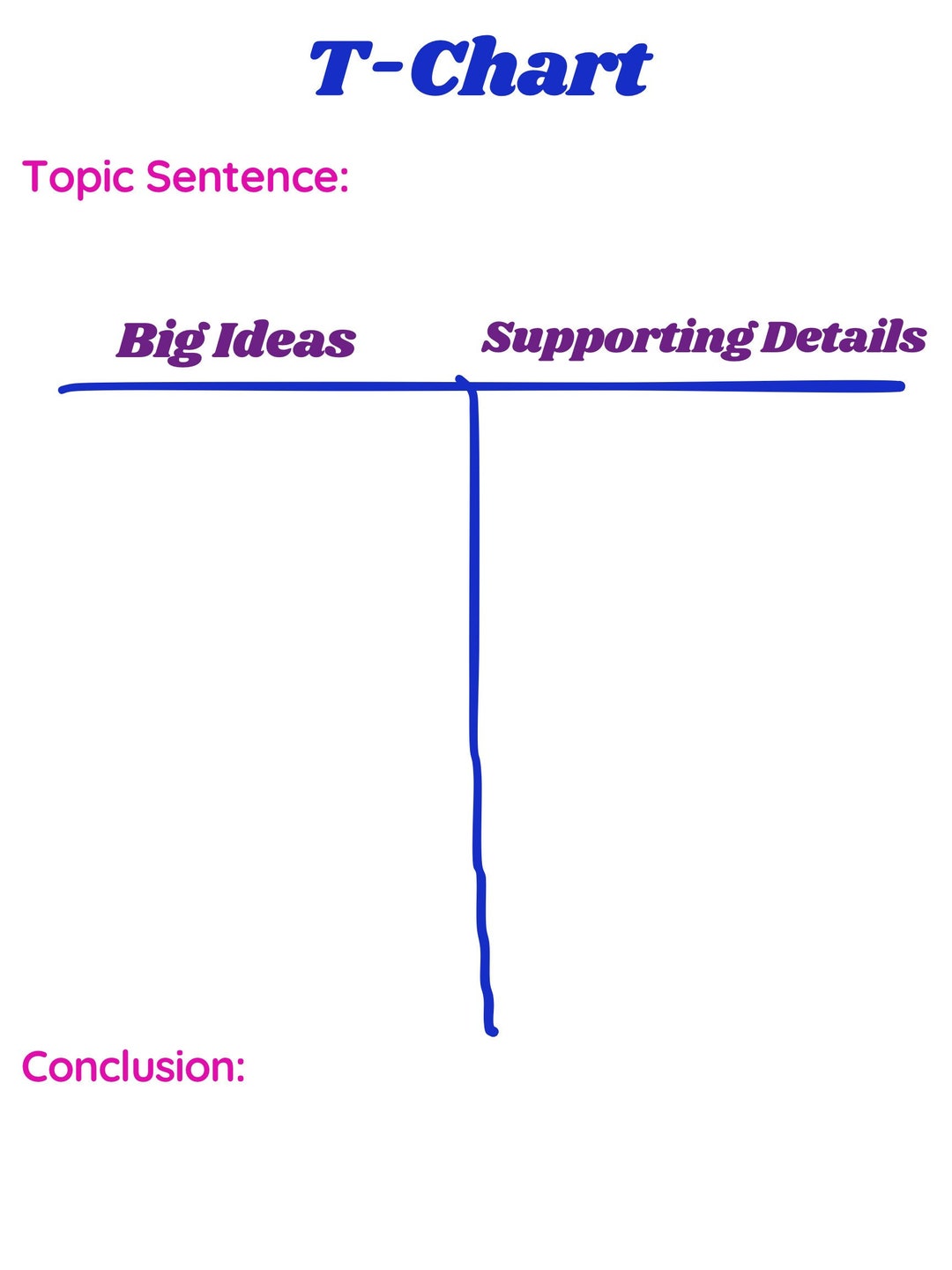 Blank T-chart - Etsy