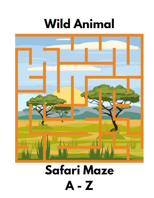 Wild Safari Maze A - Z Worksheets - Etsy