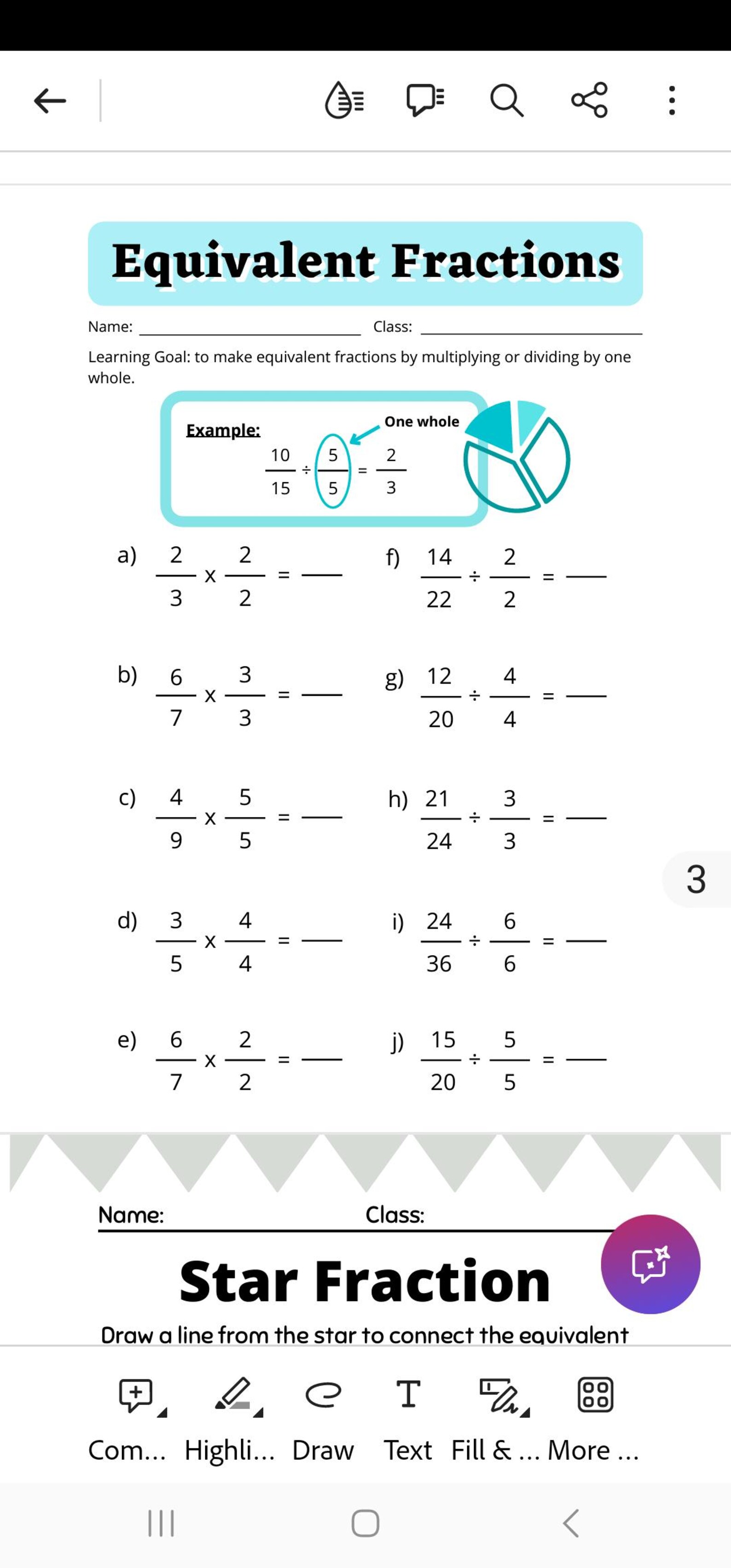 Third Grade Fractions Worksheets - Etsy