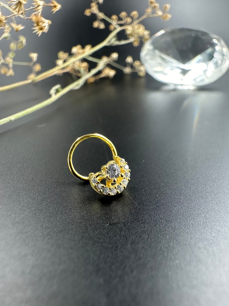 Moissanite Women's Nose Ring Half Moon Style Nose Pin - Etsy